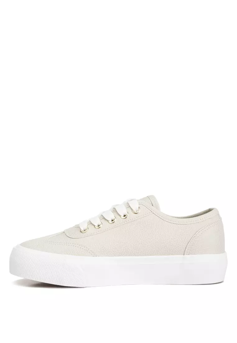 Buy London Rag Off-White Faux Leather Flatform Sneakers 2025 Online ...