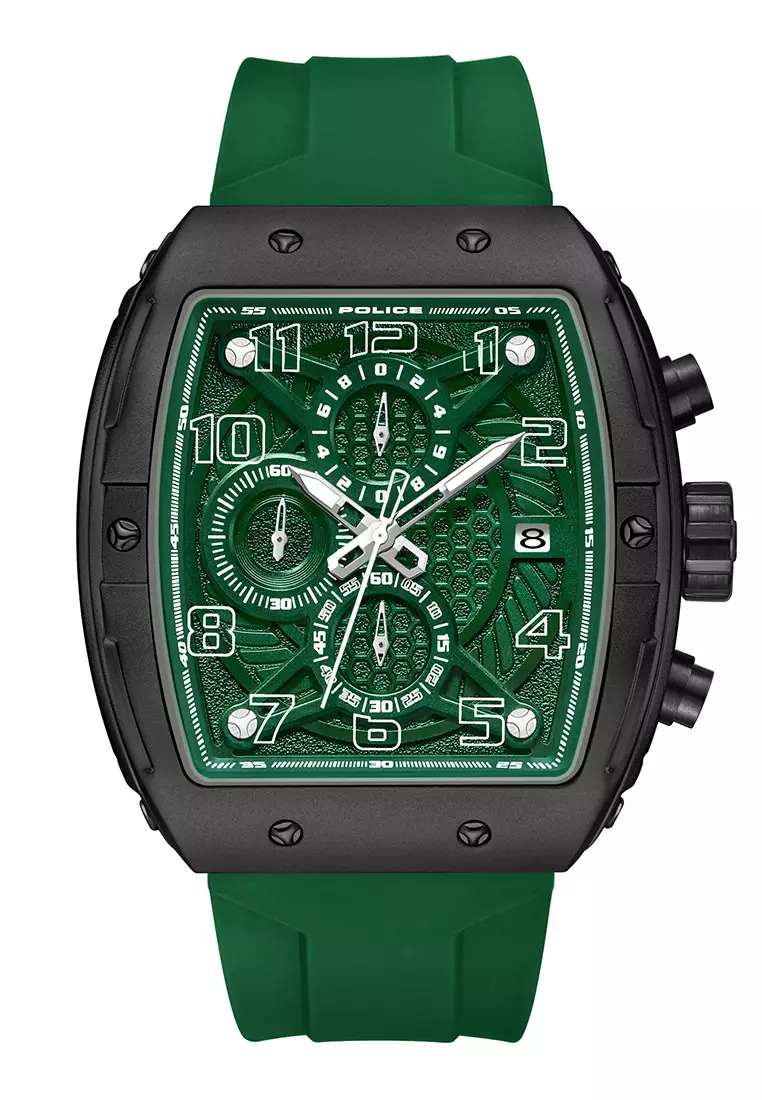 Buy Police Police Coswig Green Rubber Analog Quartz Watch For Men ...