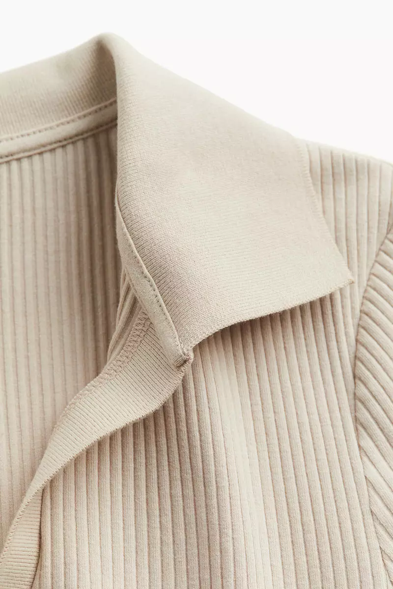 Buy H&M Ribbed collared top 2025 Online | ZALORA
