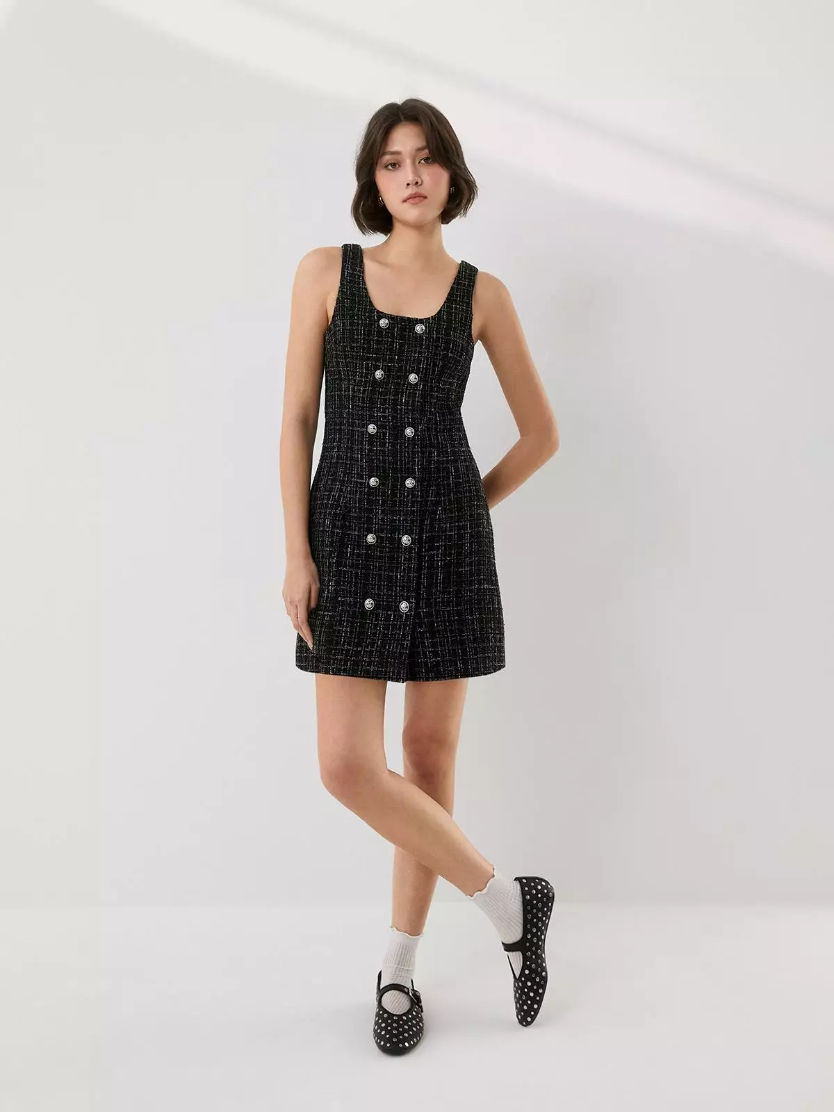 Jual Pomelo Fashion Tweed Mini Dress - Black Original 2026 | ZALORA ...