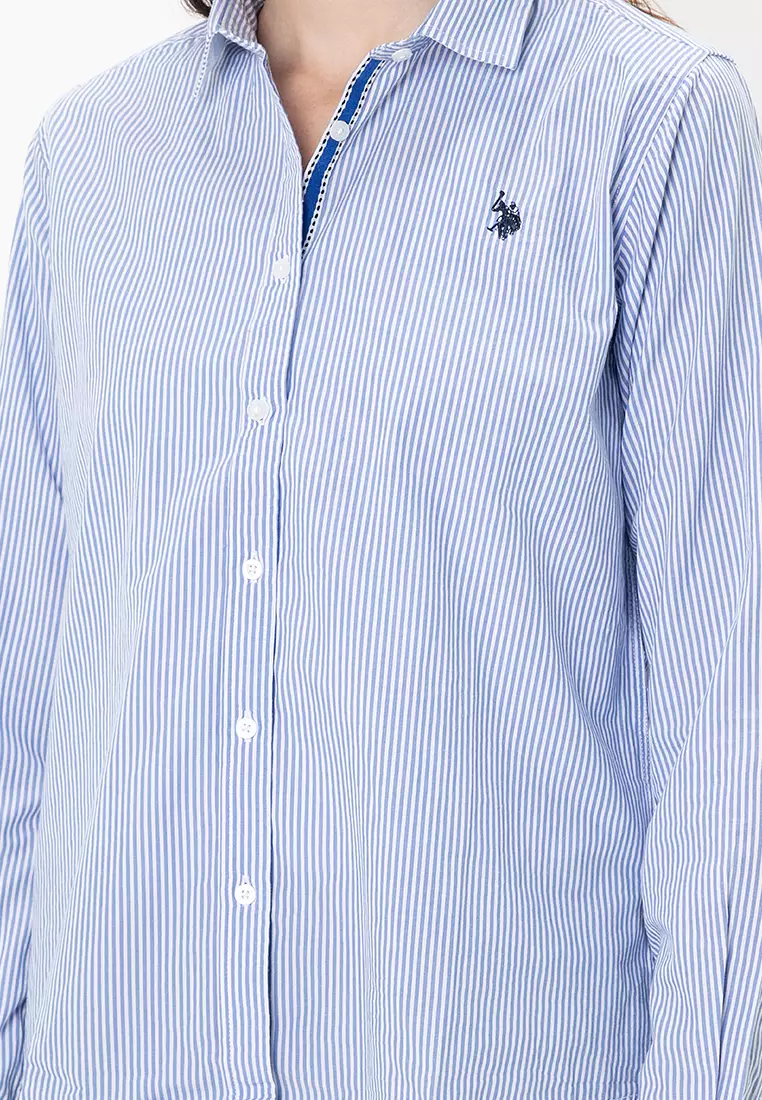 Jual US POLO ASSN Blue Striped Shirt Original 2025 | ZALORA Indonesia