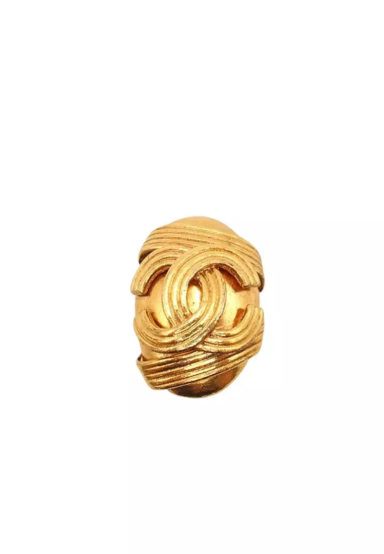 Buy Chanel Pre-Loved Chanel Gold Plated Cc Clip On Earrings Online ...