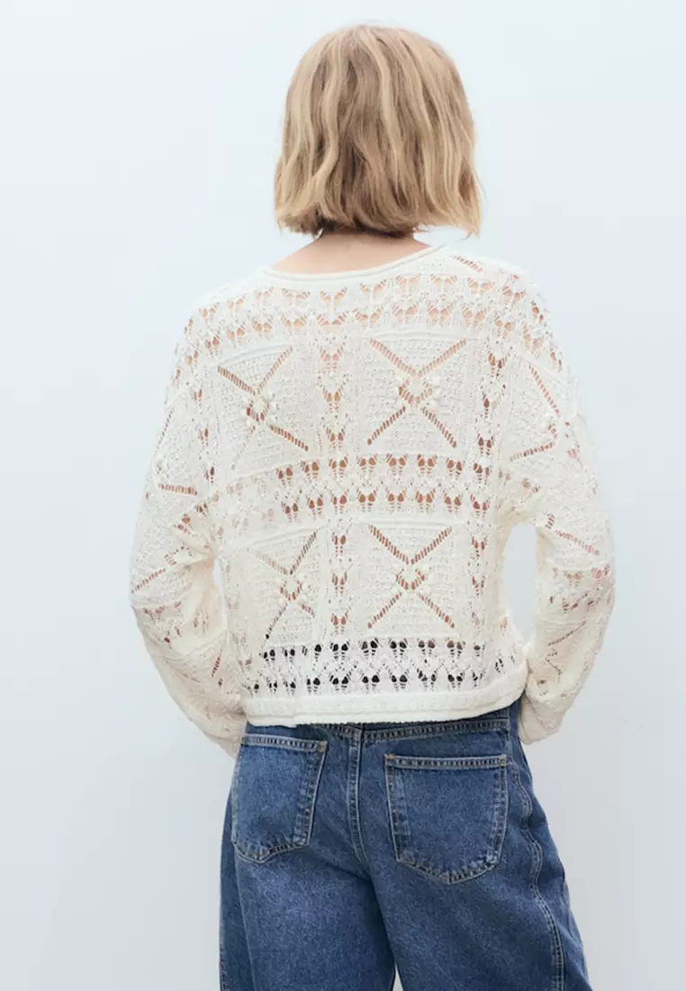 Buy Mango Oversized Openwork Knitted Sweater 2025 Online | ZALORA
