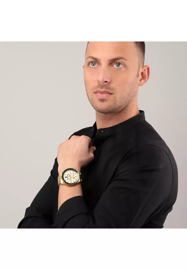 Buy Maserati 【2 Years Warranty】Maserati Sfida 44mm Yellow Gold Dial Men ...