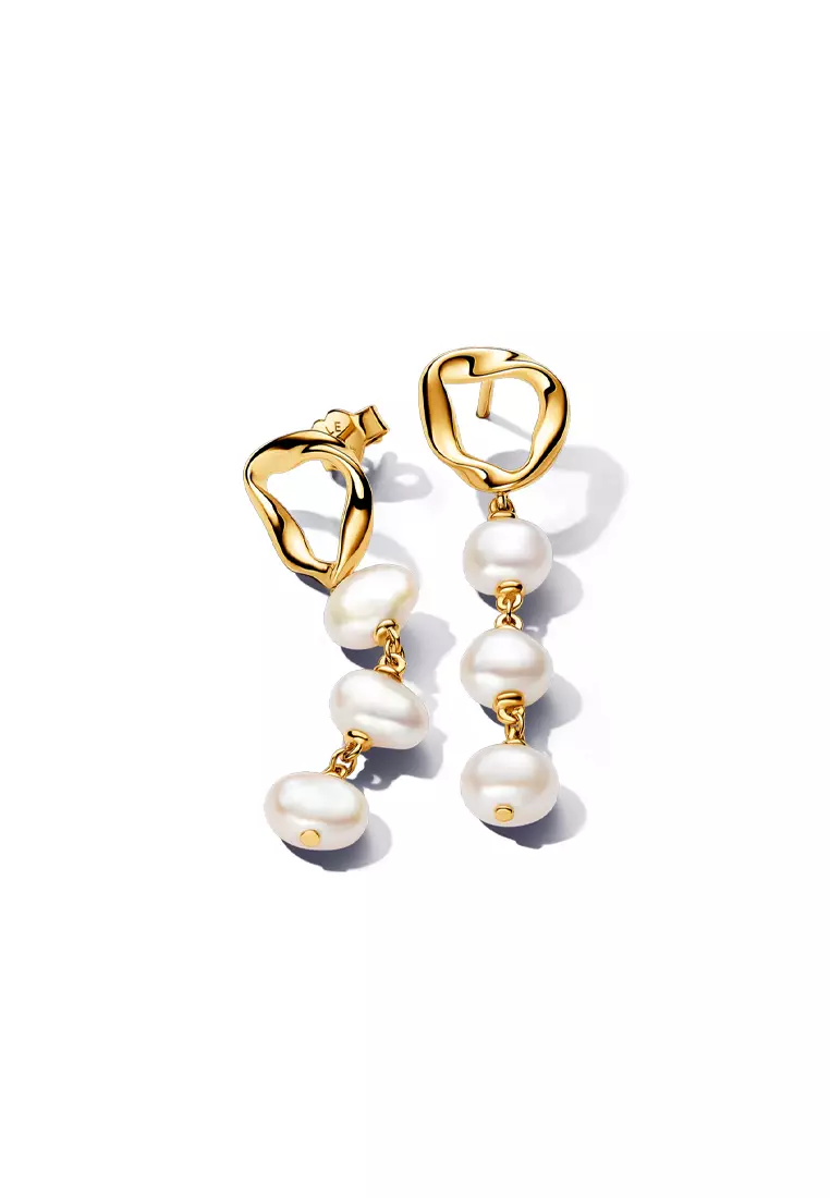 Buy PANDORA Pandora Essence 14k Gold Plated Organically Shaped Circle & Baroque Treated ...