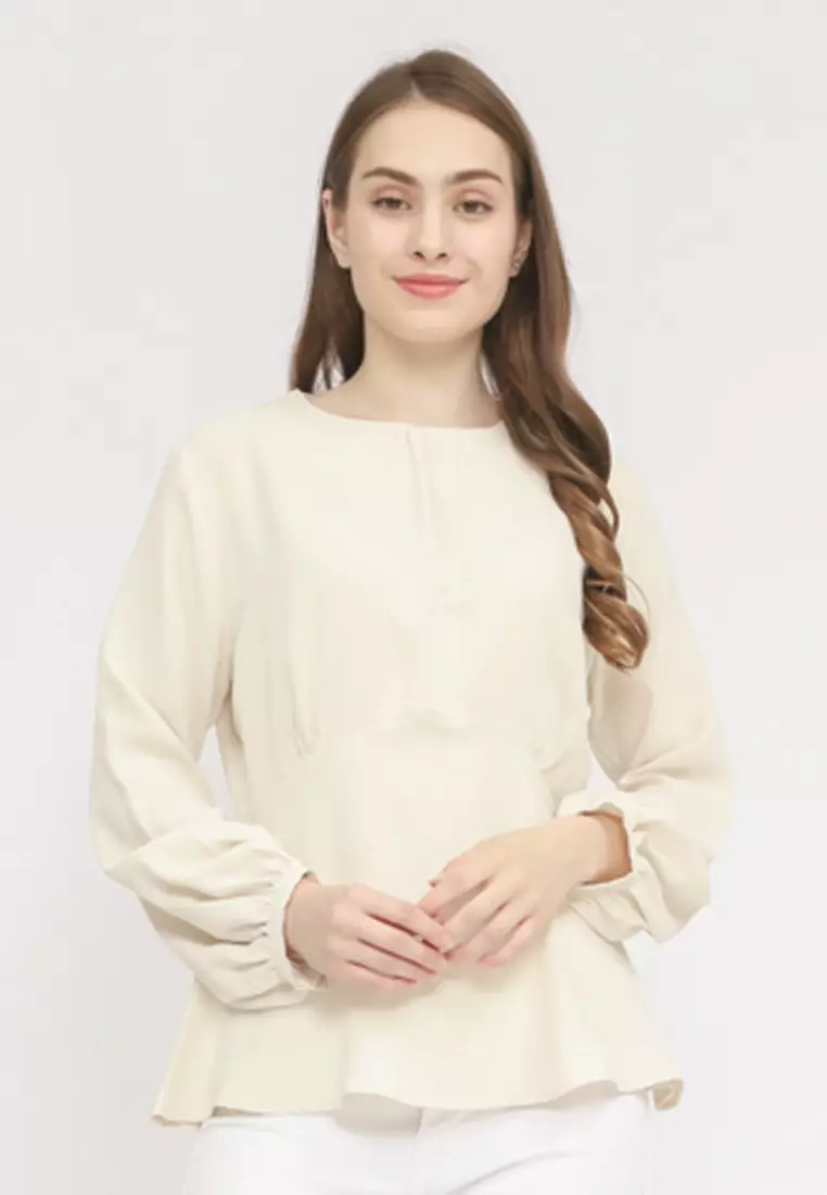 Jual Urban Exchange Urban Exchange Makayla Cream Blouse Original 2025 ...