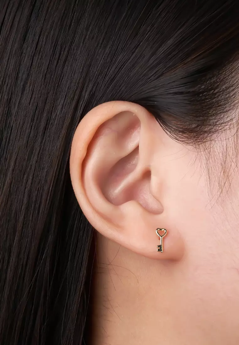 Buy TOMEI TOMEI Key Earrings, Yellow Gold 585 Online | ZALORA Malaysia