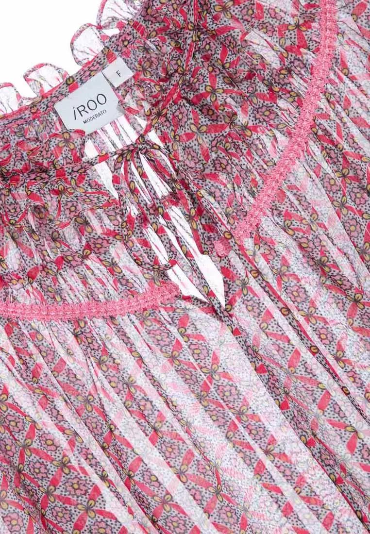 Buy iROO All Over Floral Print Flare Sleeve Top 2026 Online | ZALORA