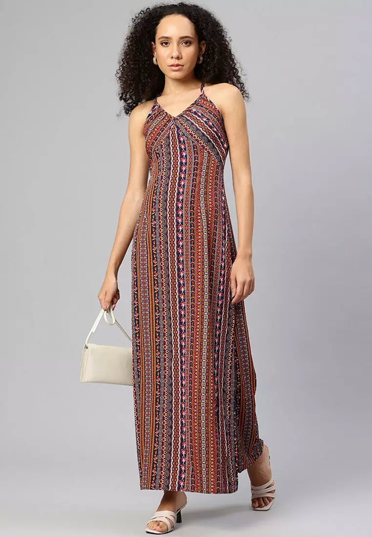 Buy London Rag Crisscross Back Side Slit Maxi Dress in Multi 2025 ...