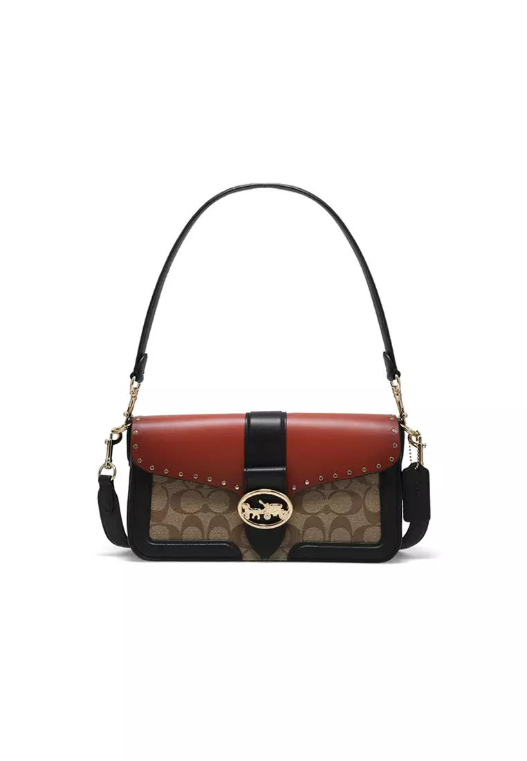 Coach Georgie Shoulder Bag In Colorblock Signature Canvas With Rivets ...