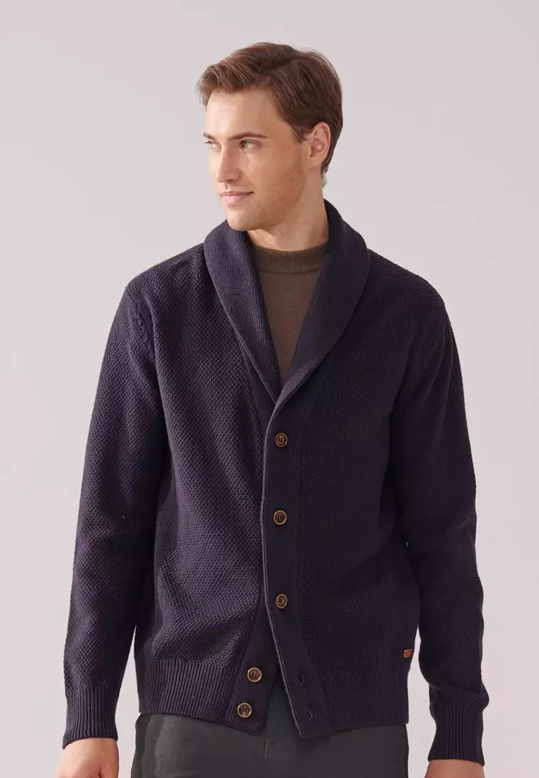 Buy SST&C Navy Jersey Cardigan 2025 Online | ZALORA