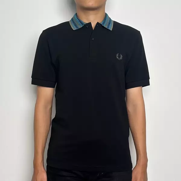 Jual Fred Perry Polo FRED PERRY BLUE PATTERN COLLAR BLACK POLO 100% ...