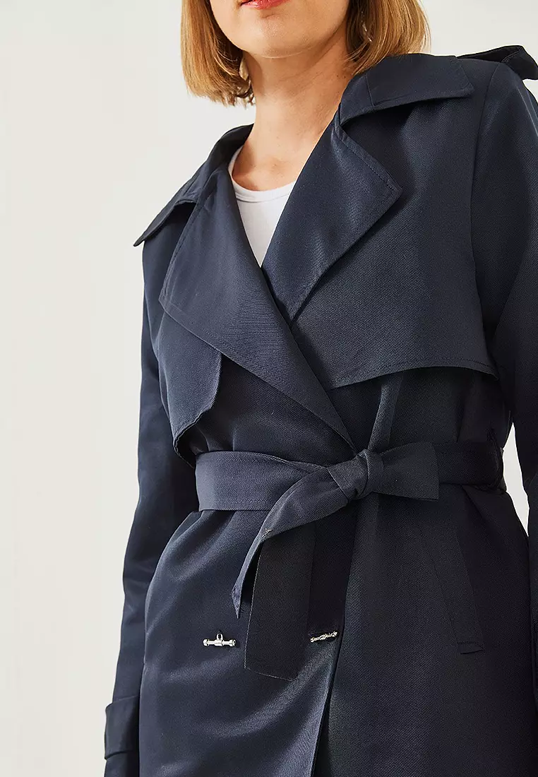 Buy Bianco Lucci Front Aller Detail Intermediate Length Trench Coat ...