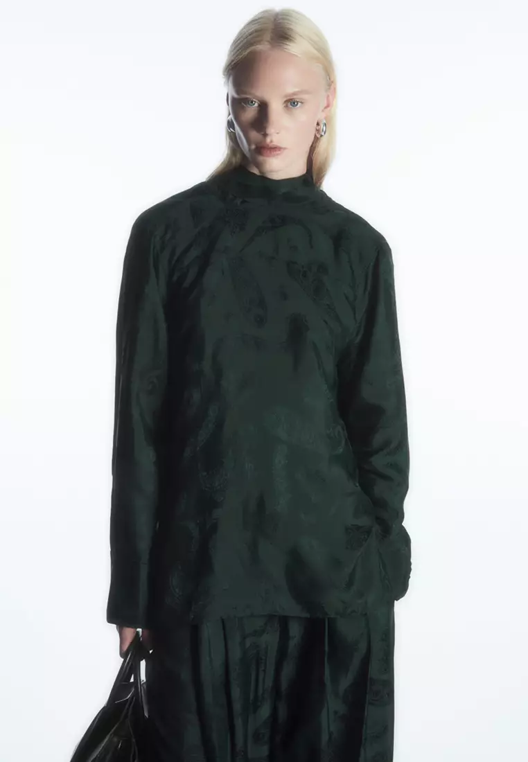 Buy COS Floral-Jacquard Bow Blouse Online | ZALORA Malaysia