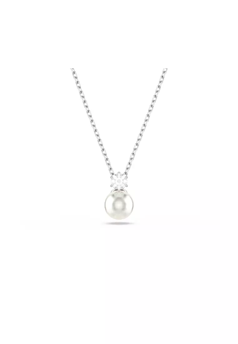 Buy Swarovski Matrix pendant, Crystal pearl, Round cut, White, Rhodium ...