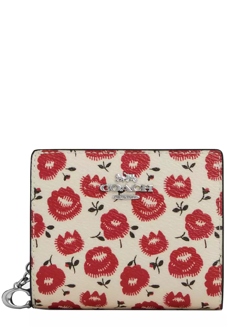 Buy Coach Snap Wallet With Floral Print - Chalk/ Black Multi CBO76 ...