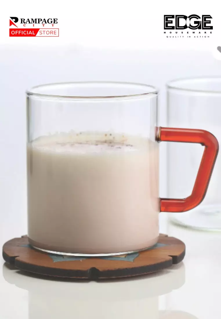 Buy Edge Houseware Brown Borosil Colour Mug 190mL, Set of 6 Stylish ...