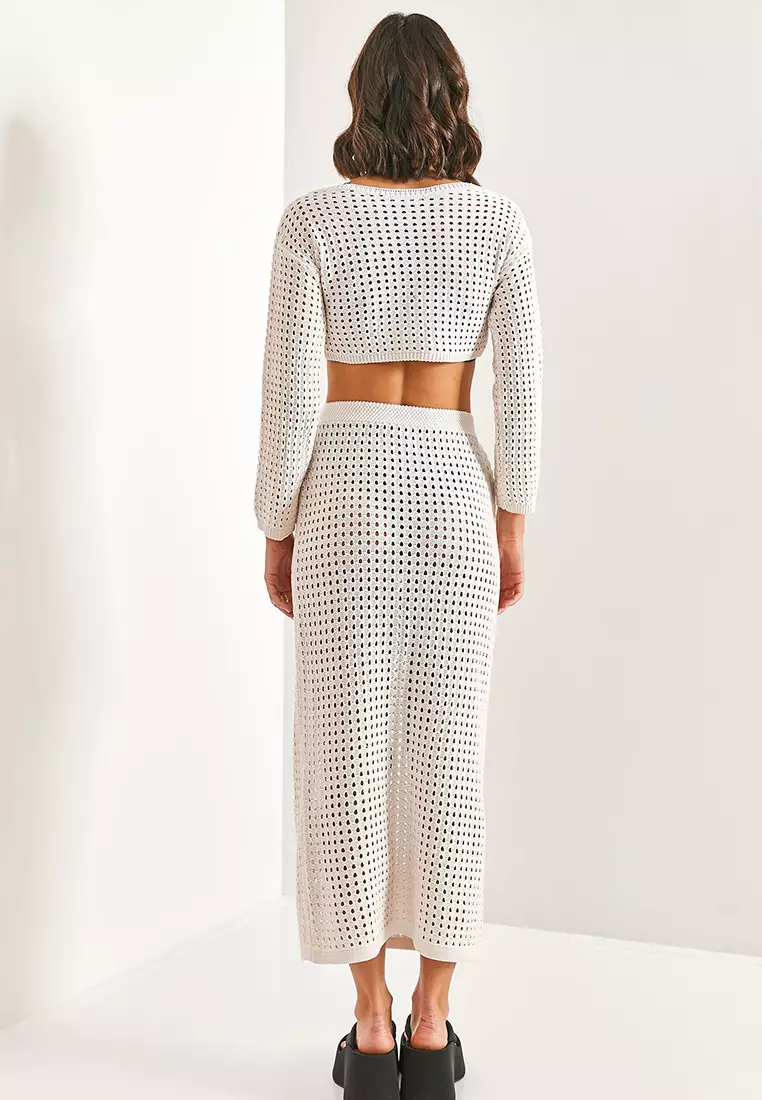 Buy Bianco Lucci Openwork Crop Top & Maxi Skirt Set 2026 Online | ZALORA