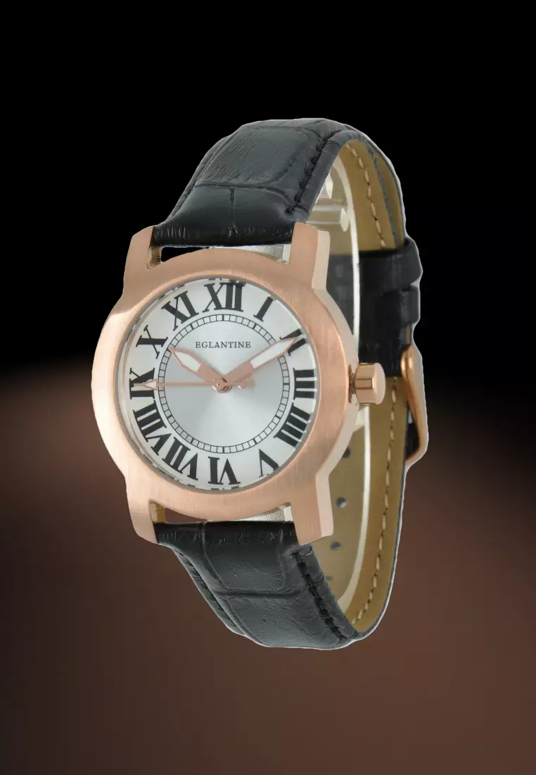 Buy EGLANTINE Emily Ladies Rose Gold Plated Steel Quartz Watch on Black ...