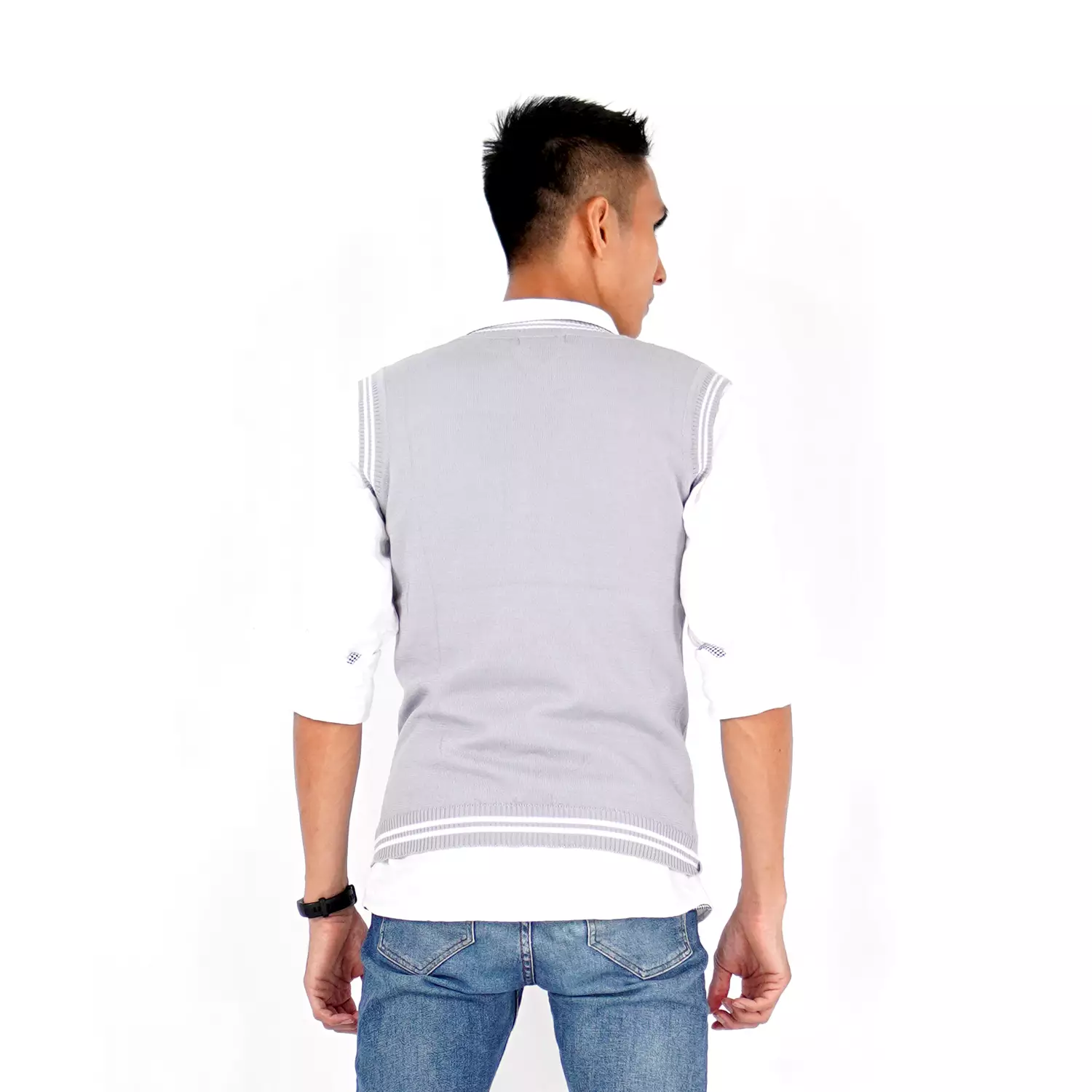 Jual Okechuku OKECHUKU Echoo Rompi Rajut / Echoo Knit Vest List Putih ...