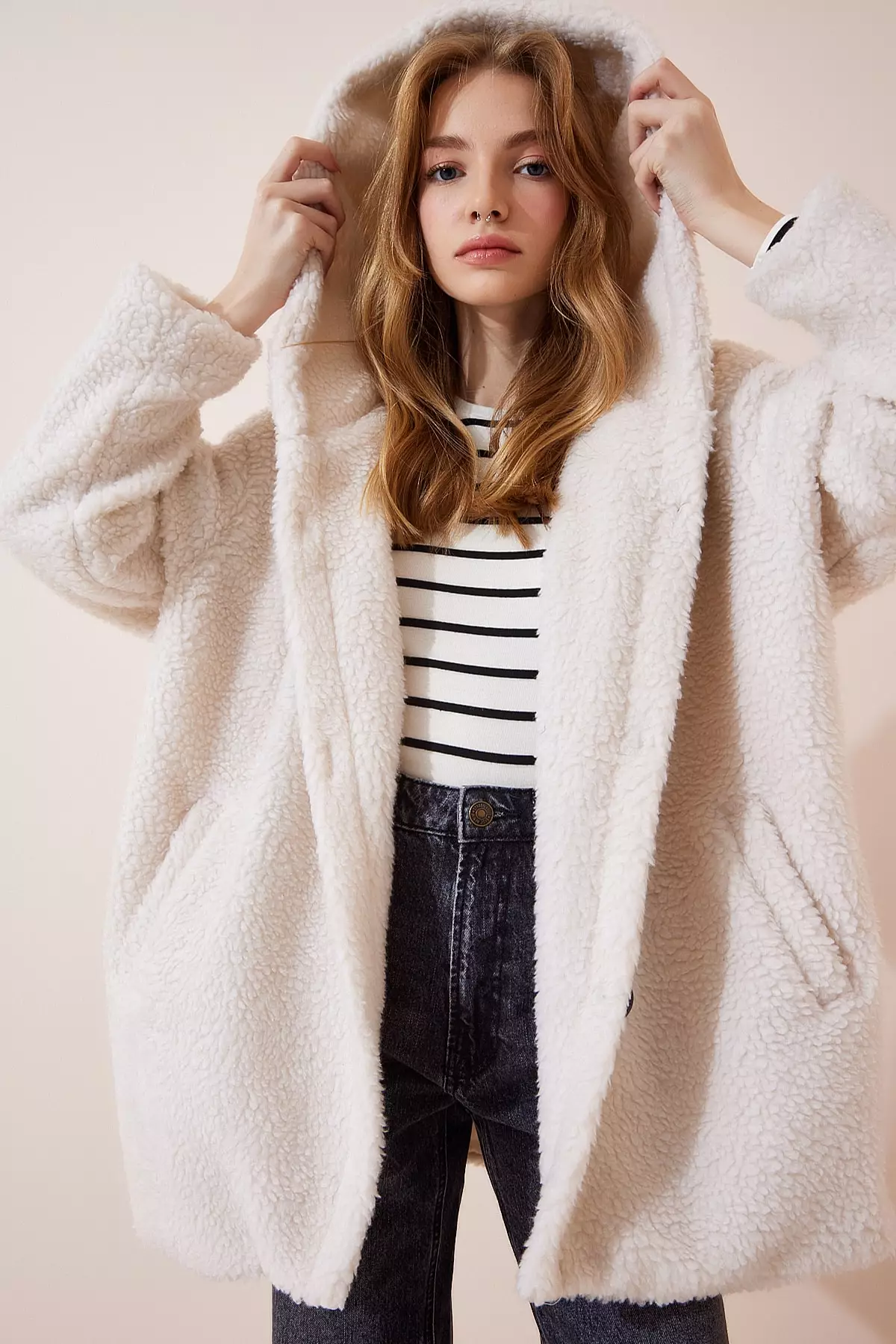 Buy Happiness Istanbul Hooded Plush Coat 2025 Online | ZALORA