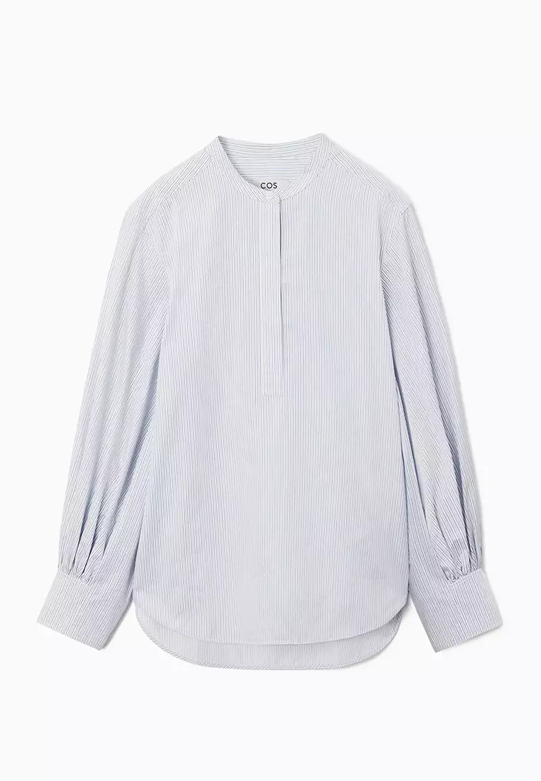 Buy COS Gathered Grandad-Collar Blouse Online | ZALORA Malaysia