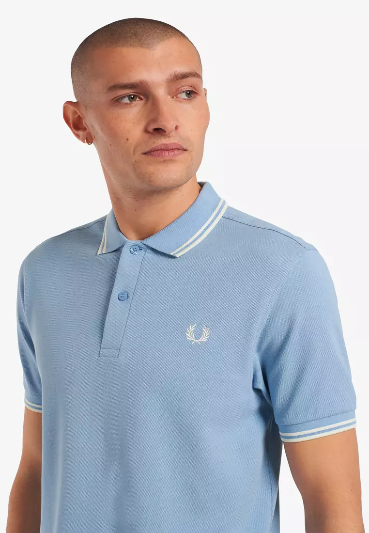 Buy Fred Perry Fred Perry M3600 Twin Tipped Fred Perry Shirt (Sky Blue ...