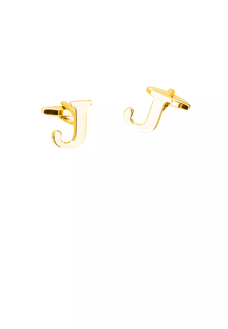 Buy SOEOES Simple Personality Plated Gold English Alphabet J Cufflinks ...