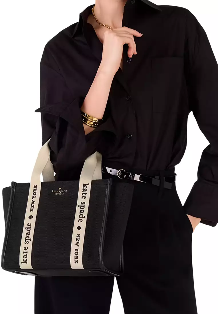 Buy Kate Spade Kip Canvas Small Tote Bag - Black KG767 2025 Online ...