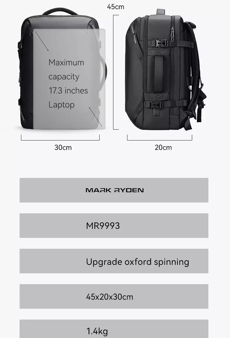 Jual Mark Ryden Mark Ryden MR9993 Tas Backpack Laptop 17 Expandable USB ...