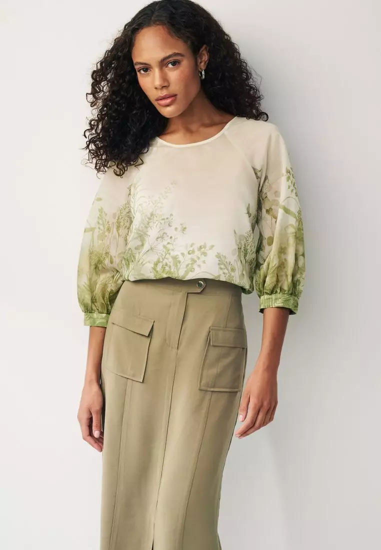 Buy NEXT Sheer Puff Sleeve Blouse 2024 Online | ZALORA