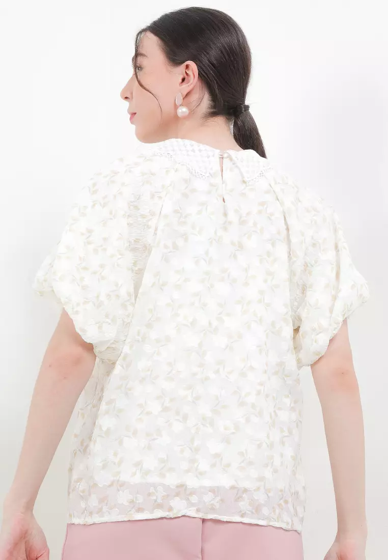 Jual Chic Simple Puff Sleeve Flower Print Blouse Original 2025 | ZALORA Indonesia