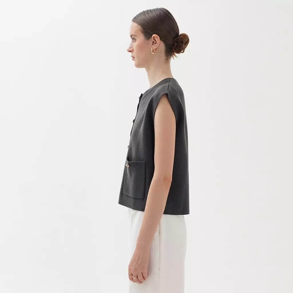 Jual MISSISSIPPI Mississippi Plain Knit Vest Top L03000135M Abu Tua ...