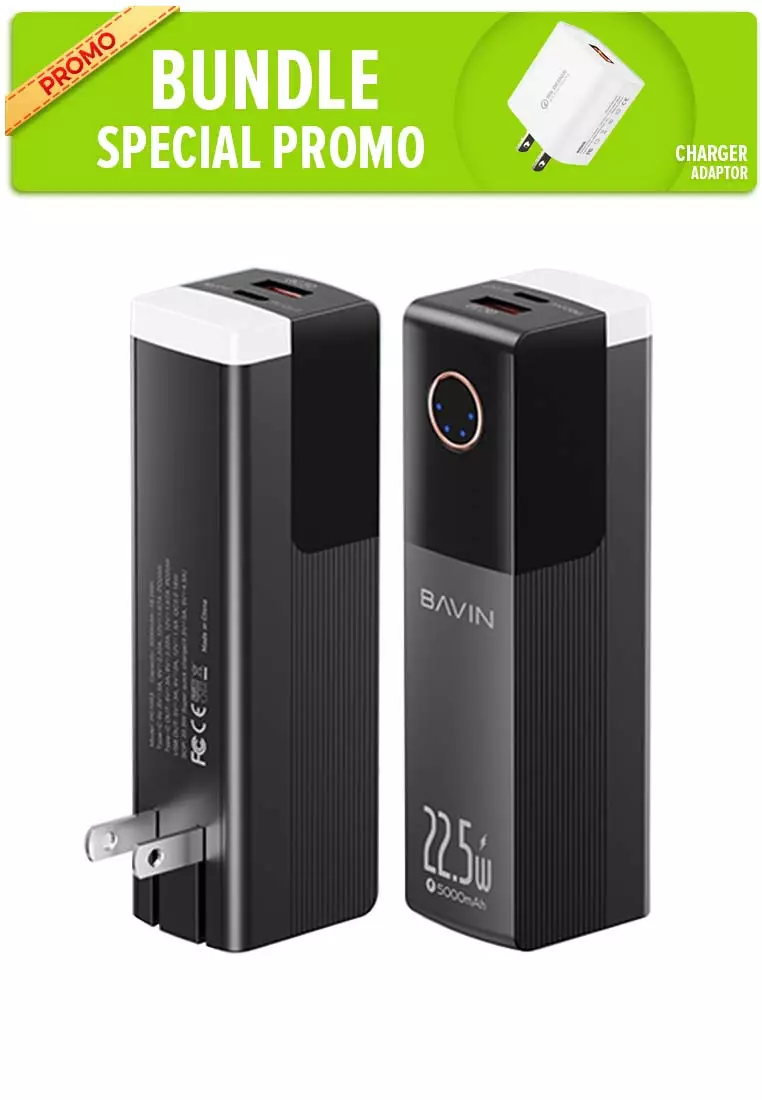 Buy BAVIN Bavin PC1053 5000mAh Portable Fast Charger Power Bank w/ 20W USB-C Input Output 22.5W ...