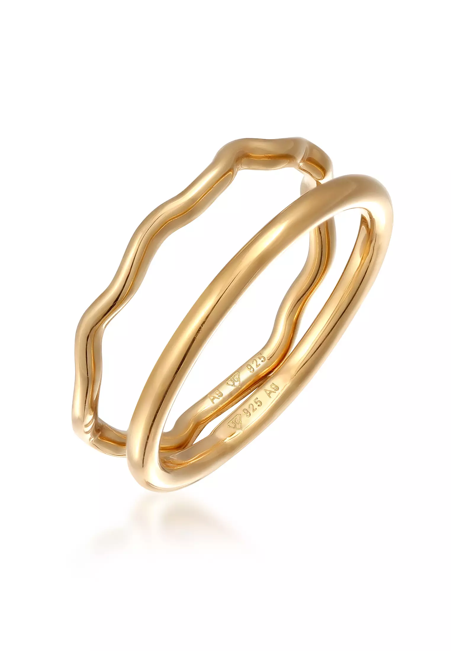 Buy ELLI GERMANY Ring Stack Set Of 2 Geo Gold Plated Online | ZALORA Malaysia