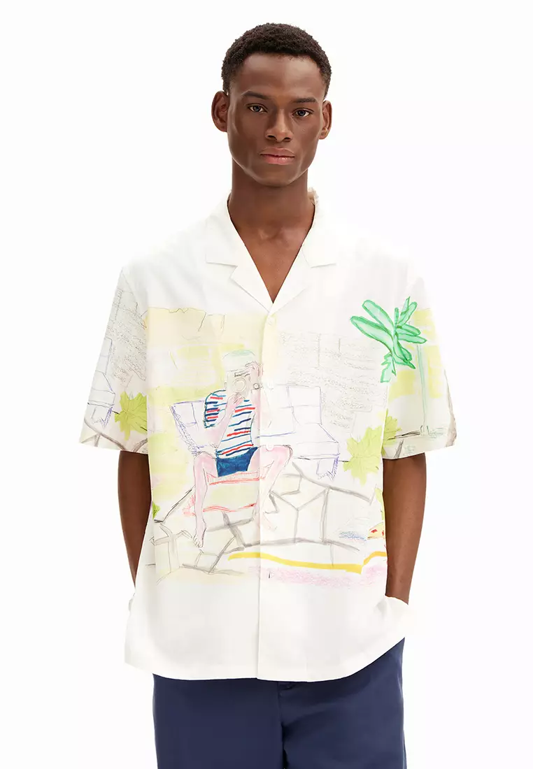 Buy Desigual Desigual Man Watercolor print shirt. Online | ZALORA Malaysia