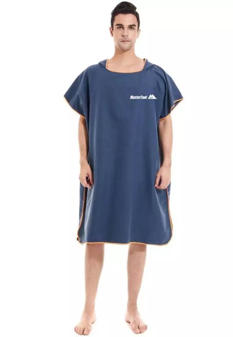 MasterTool Swimming bath towel, bathrobe, quick-drying cape - Navy Blue ...