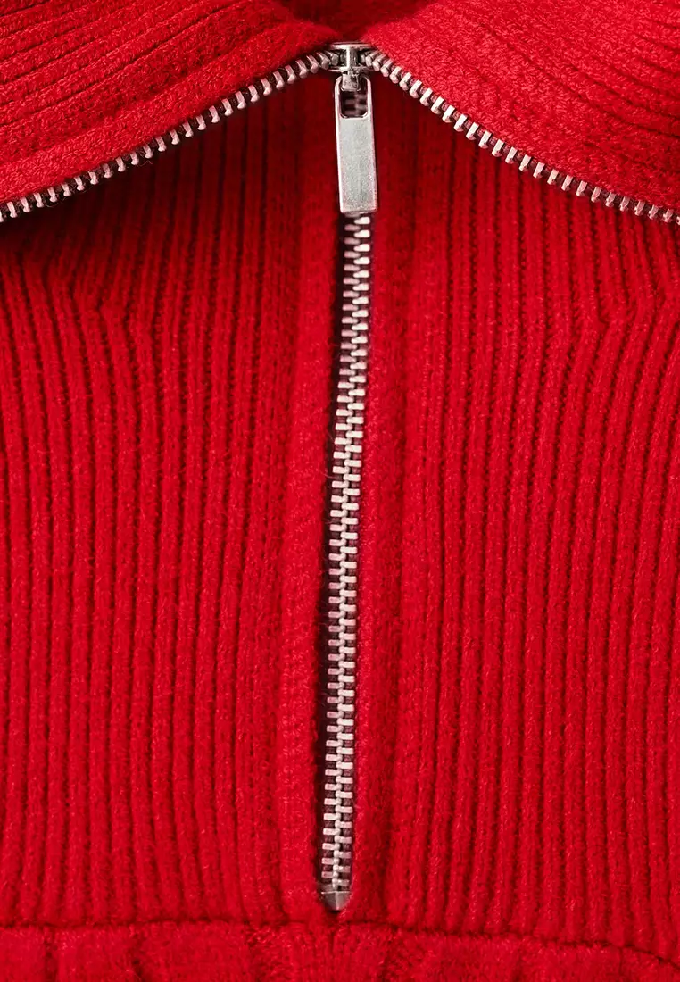 Buy Mango Cable-Knit Sweater with Zip-Up Neck 2025 Online | ZALORA