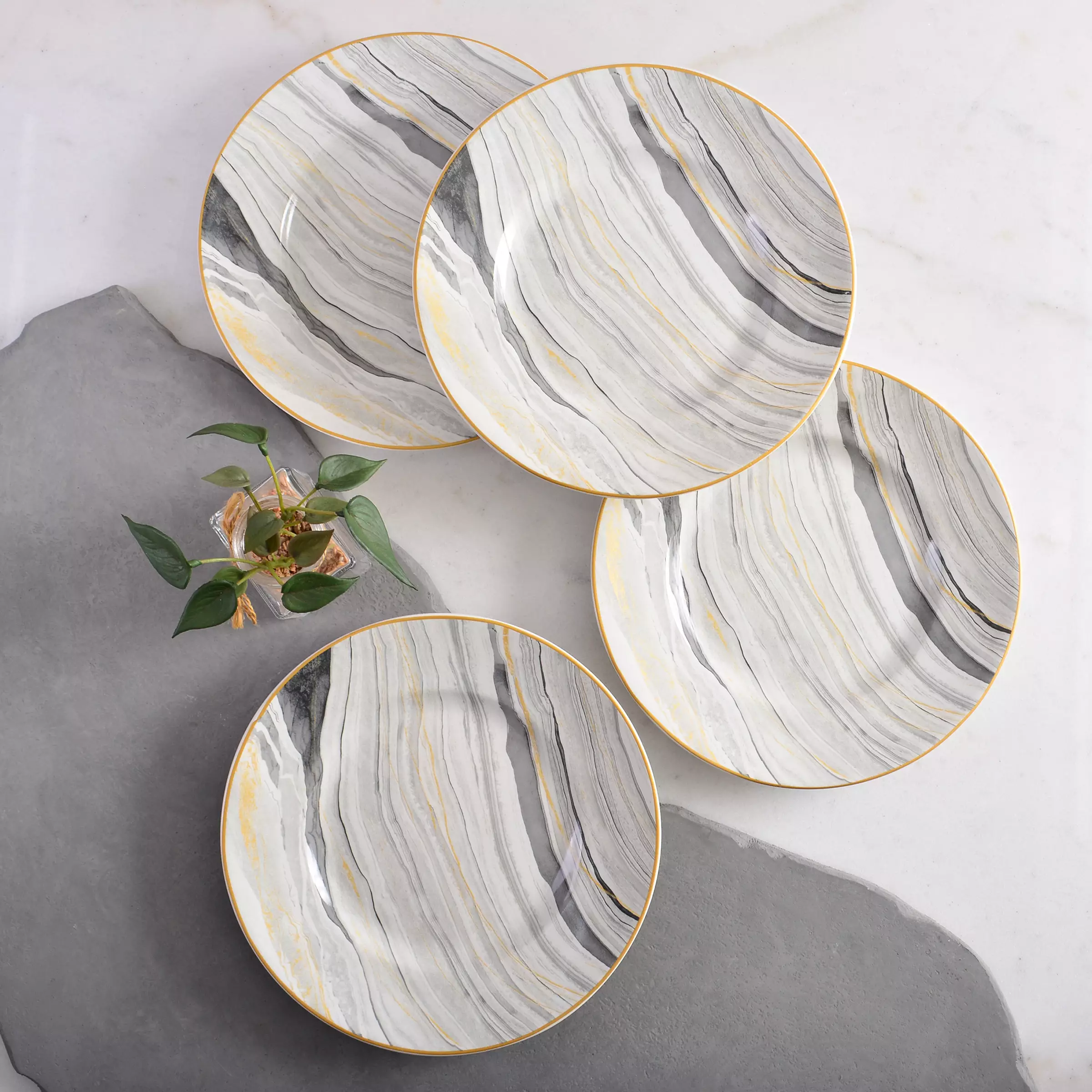 Jual Sango Sango Set Piring Salad Keramik Marble Grey (Isi 4) Hampers ...