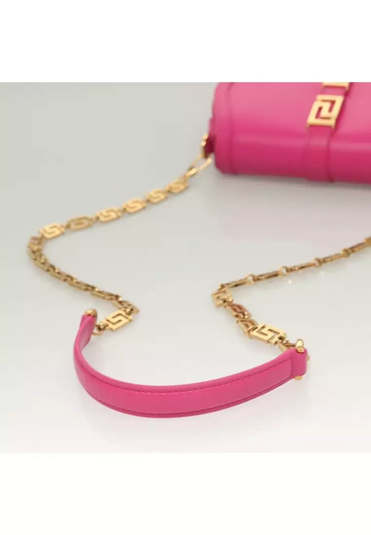 Buy Versace Pre-Loved Versace Pink Leather Greca Goddess Online ...