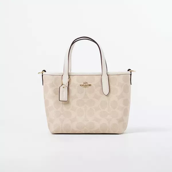 Jual Coach Tas COACH MONOGRAM IVORY WHITE BEIGE MINI ZIP TOTE BAG WITH ...