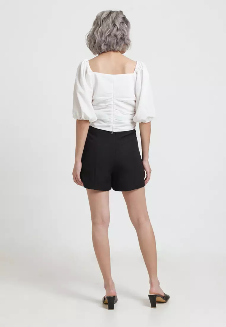Jual Cloth Inc Ruched Puff Sleeve Blouse in White Original 2024 | ZALORA Indonesia