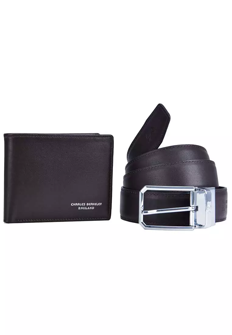 Buy Charles Berkeley Nappa Leather Bifold Wallet & Silver Buckle ...