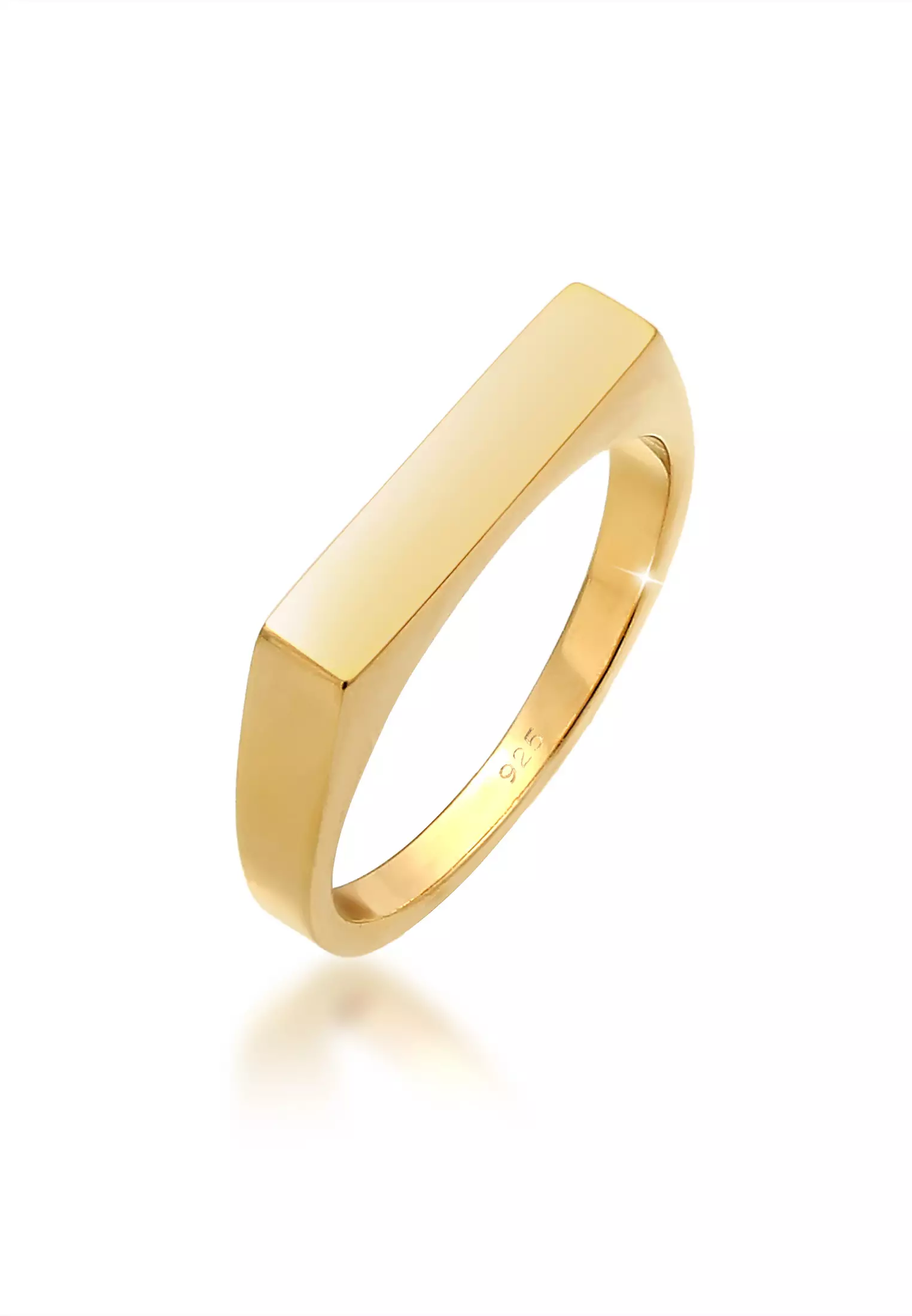 Buy ELLI GERMANY Ring Signet Square Geo Design Basic Gold Plated Online ...