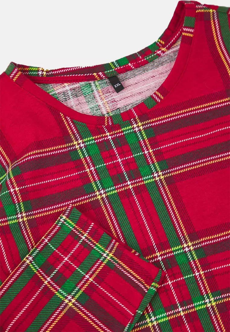 Buy Trendyol Red Plaid Plus Size Knitted Pajama Set 2026 Online | ZALORA