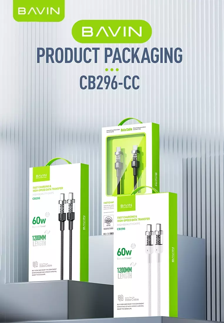 Buy BAVIN CB296 60W Fast Charging Data Cable Transparent Design With 1 ...