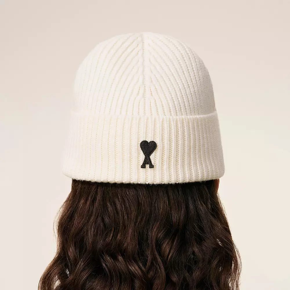 Jual AMI Paris Beanie Felted Merino Wool Knit Off White/Black Original ...