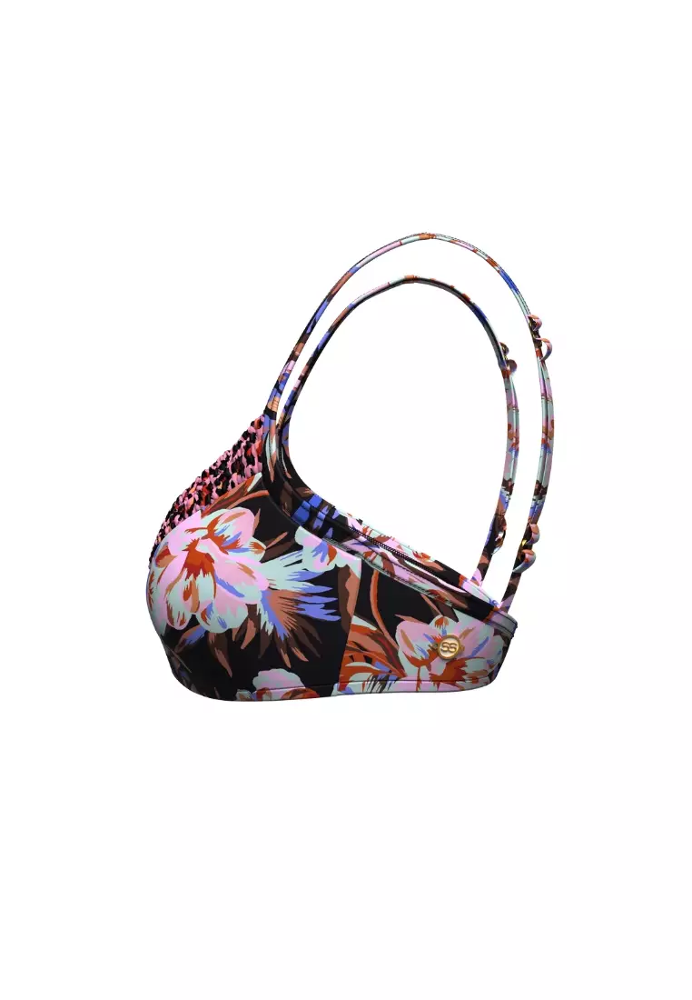 Buy Sunseeker Joyful Florals Black Smocking Bikini Top 2025 Online | ZALORA