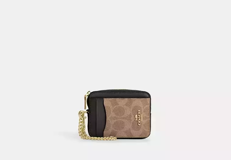 Jual Coach Coach Zip Card Case Sign Tan black CW883 Original 2026 ...
