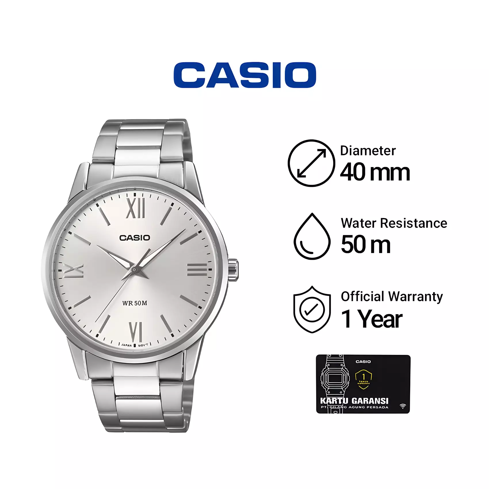 Jual CASIO Casio - Jam Tangan Analog Pria - Silver Dial - All Silver ...